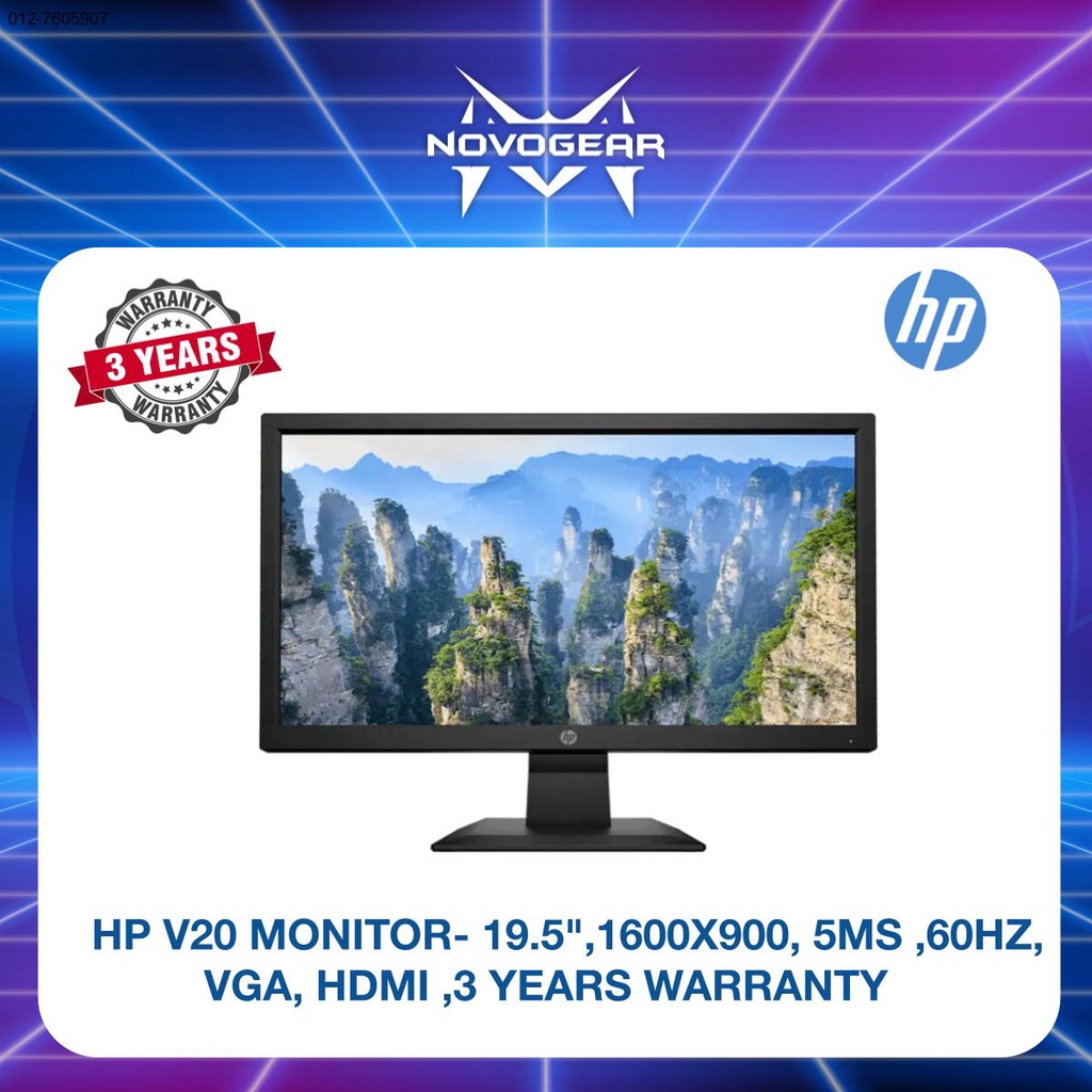 HP V20 MONITOR- 19.5",1600X900, 5MS ,60HZ, VGA, HDMI ,3 YEARS WARRANTY ...