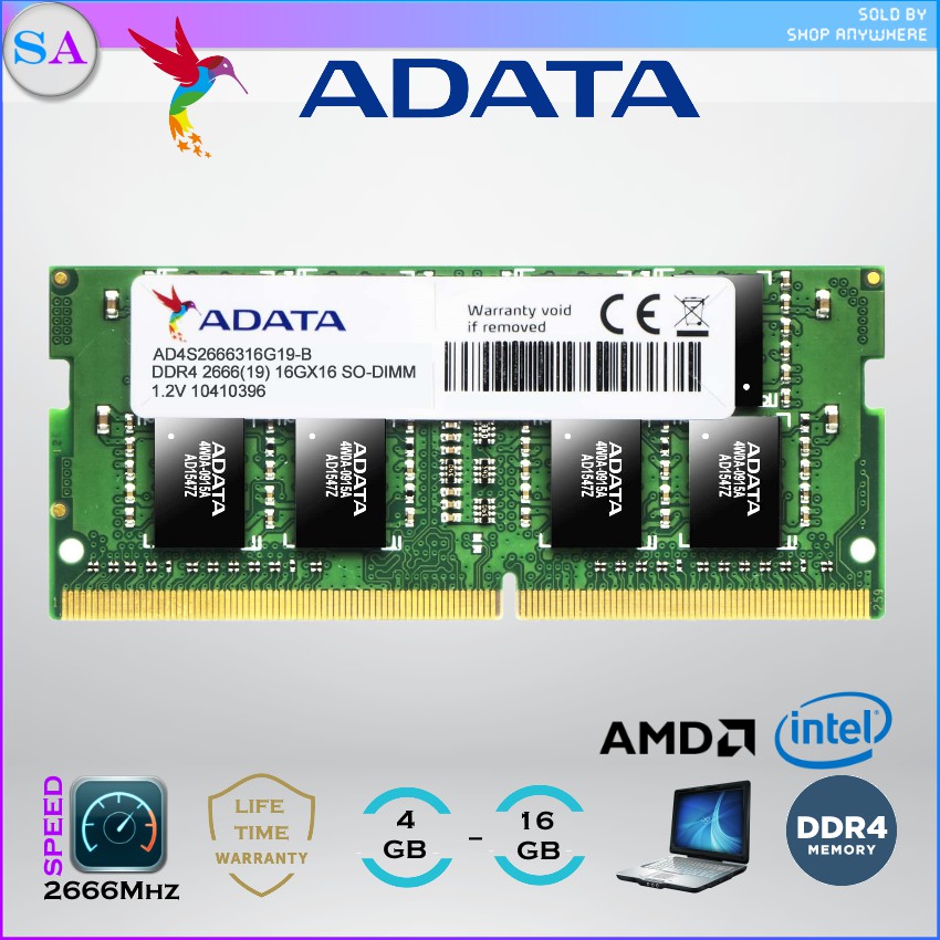 ADATA SODIMM DDR4 RAM 2666MHz 4GB / 8GB / 16 GB LAPTOP | Shopee Malaysia