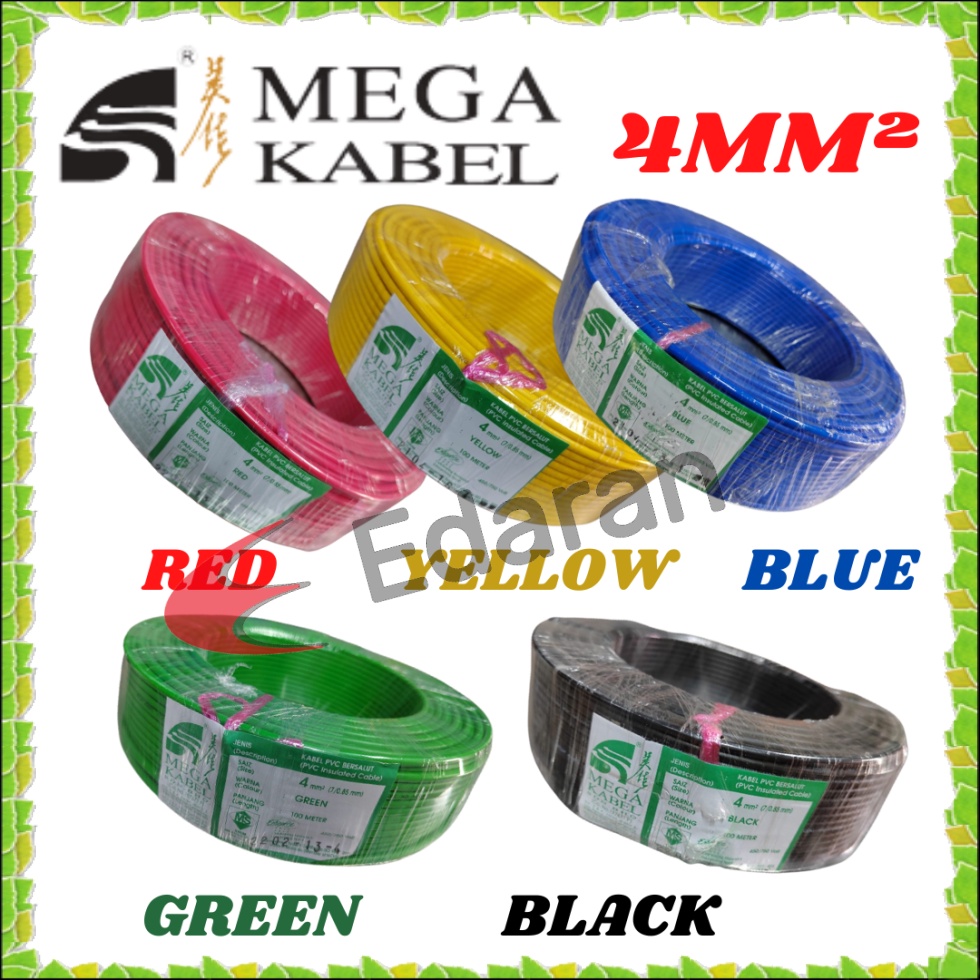 4MM² MEGA Kabel Insulated PVC 100% Pure Copper Cable (SIRIM APPROVE ...