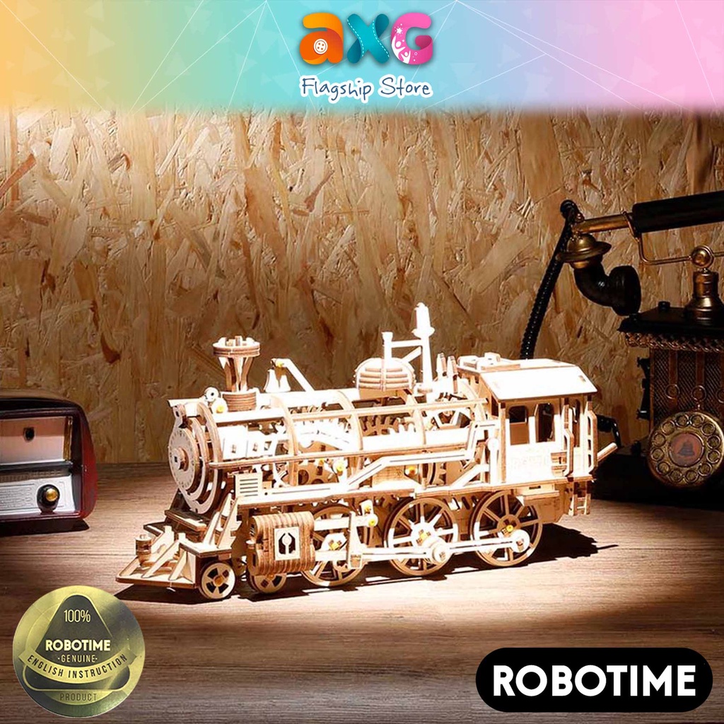 Robotime Rokr Mechanical Gears Locomotive 3D Wooden Puzzle LK701 | Shopee Malaysia
