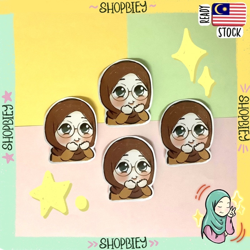 STICKERS CUTE BROWN GIRL HIJAB ISLAMIC STICKER JOURNAL AND PLANNER FOR ...