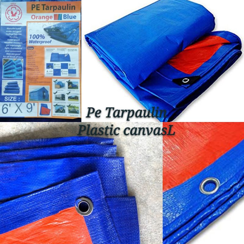 Plastic Canvas Blue Orange Thick Kain Canopy (Heavy Duty) /PE Tarpaulin ...