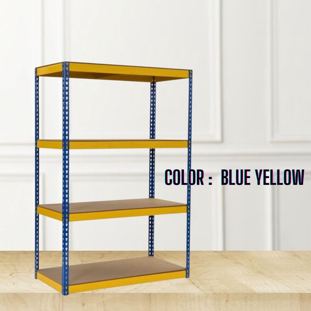 NEXUS [Blue Yellow] 4-Level Boltless Heavy Duty Rack Besi Rak Barang ...