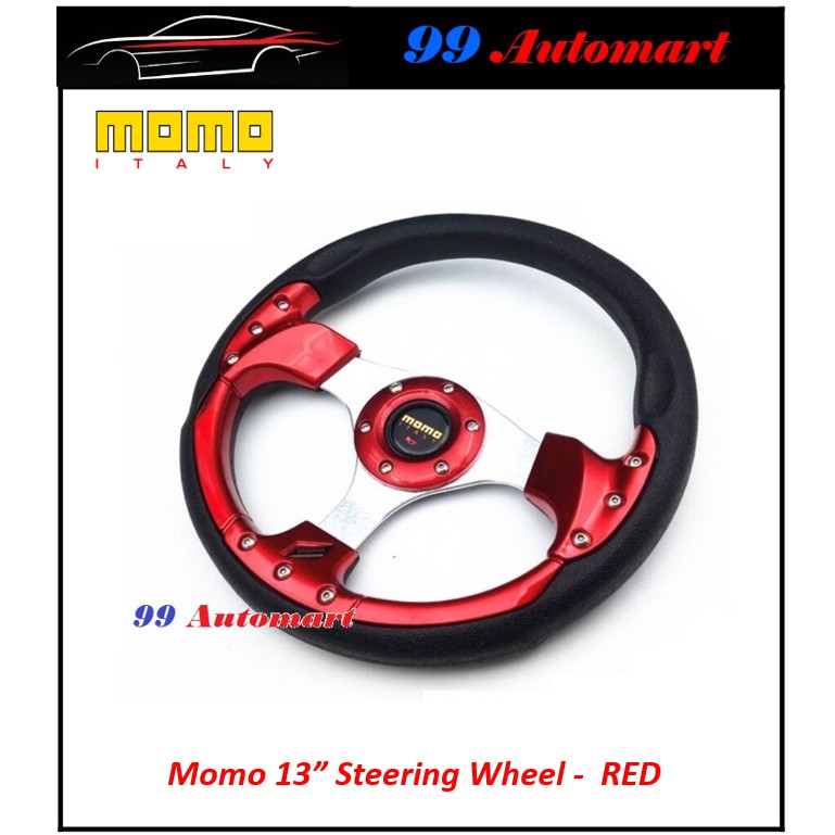 (RED) MOMO 13 Inch Spoke Steering Wheel/Car Steering Wheel/Rally Racing ...
