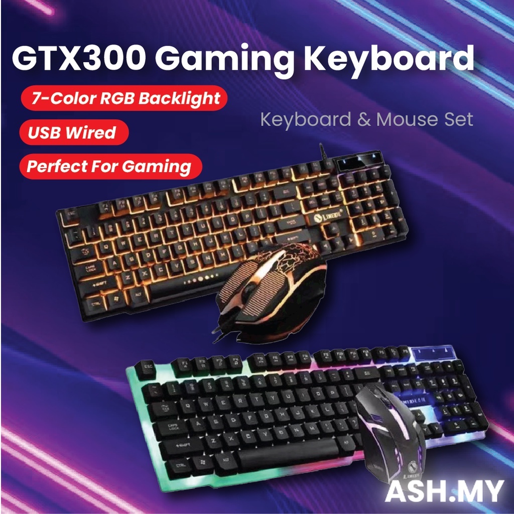 Limeide GTX300 Wired Gaming Keyboard and Mouse Set with LED Color ...