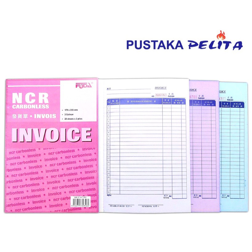 FUDA Invoice Book 3 Ply NCR 20 sheets / Buku Invoice 3 salinan | Shopee ...