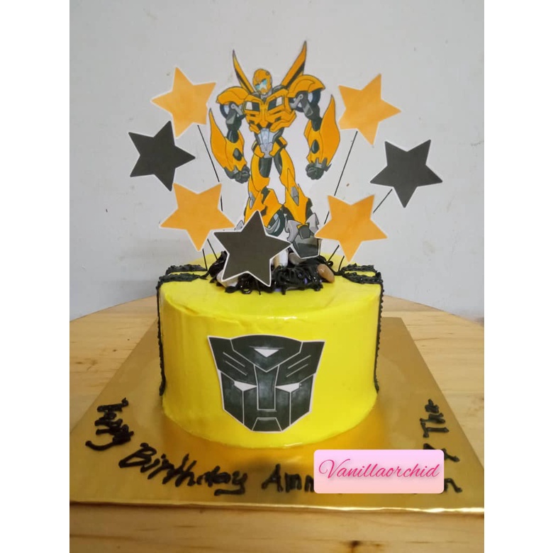 hari jadi topper cake transformer bumbblebee happy birthday topper cake ...