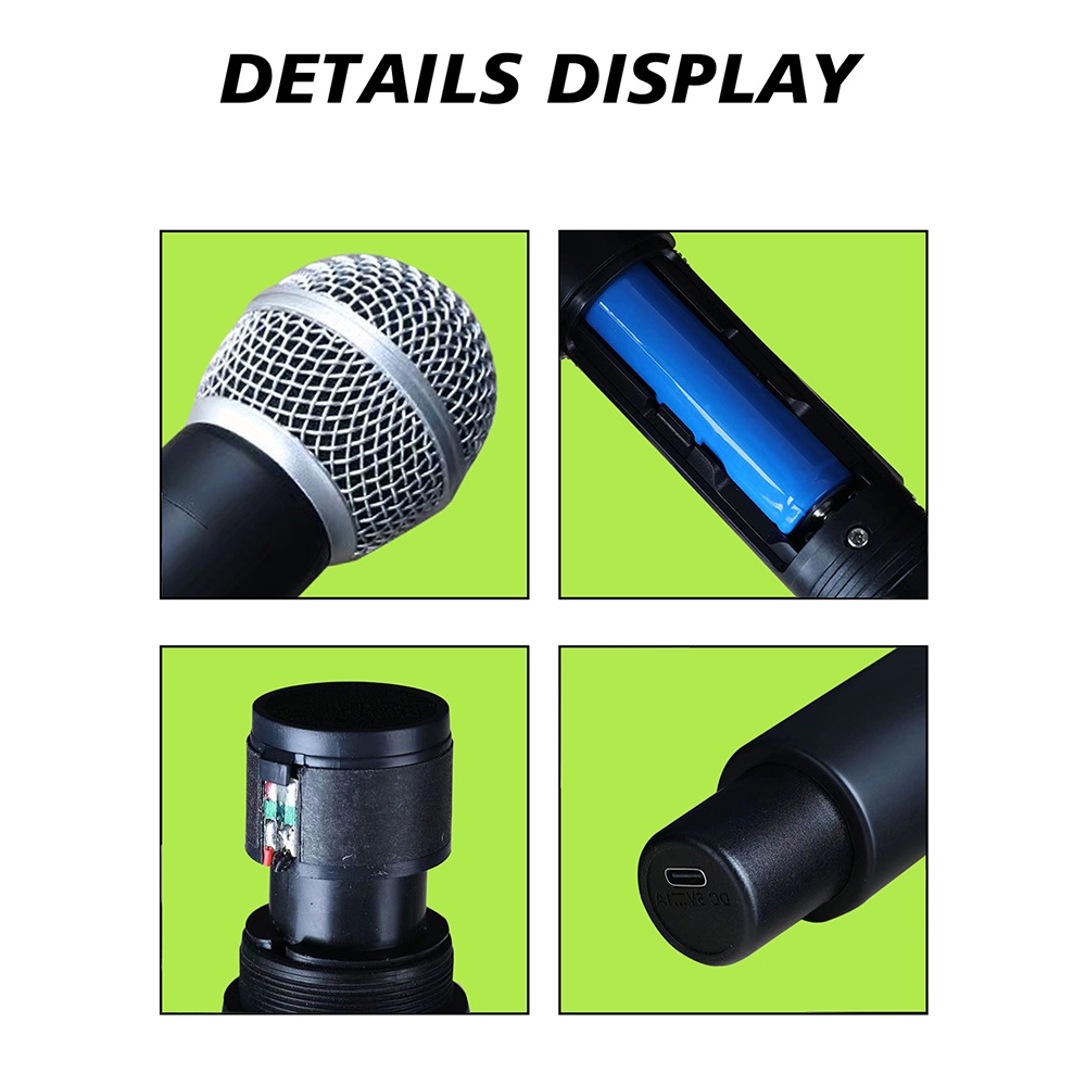 4-Channe Wireless Microphone UHF Handheld Dynamic Karaoke Mic For ...