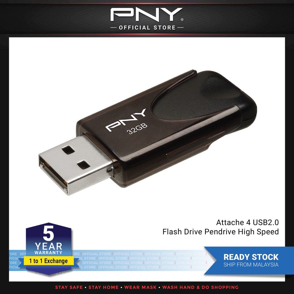 PNY Attache 4 USB2.0 USB Flash Drive Pendrive High Speed Capless 5 Years Warranty 1 to 1 ...