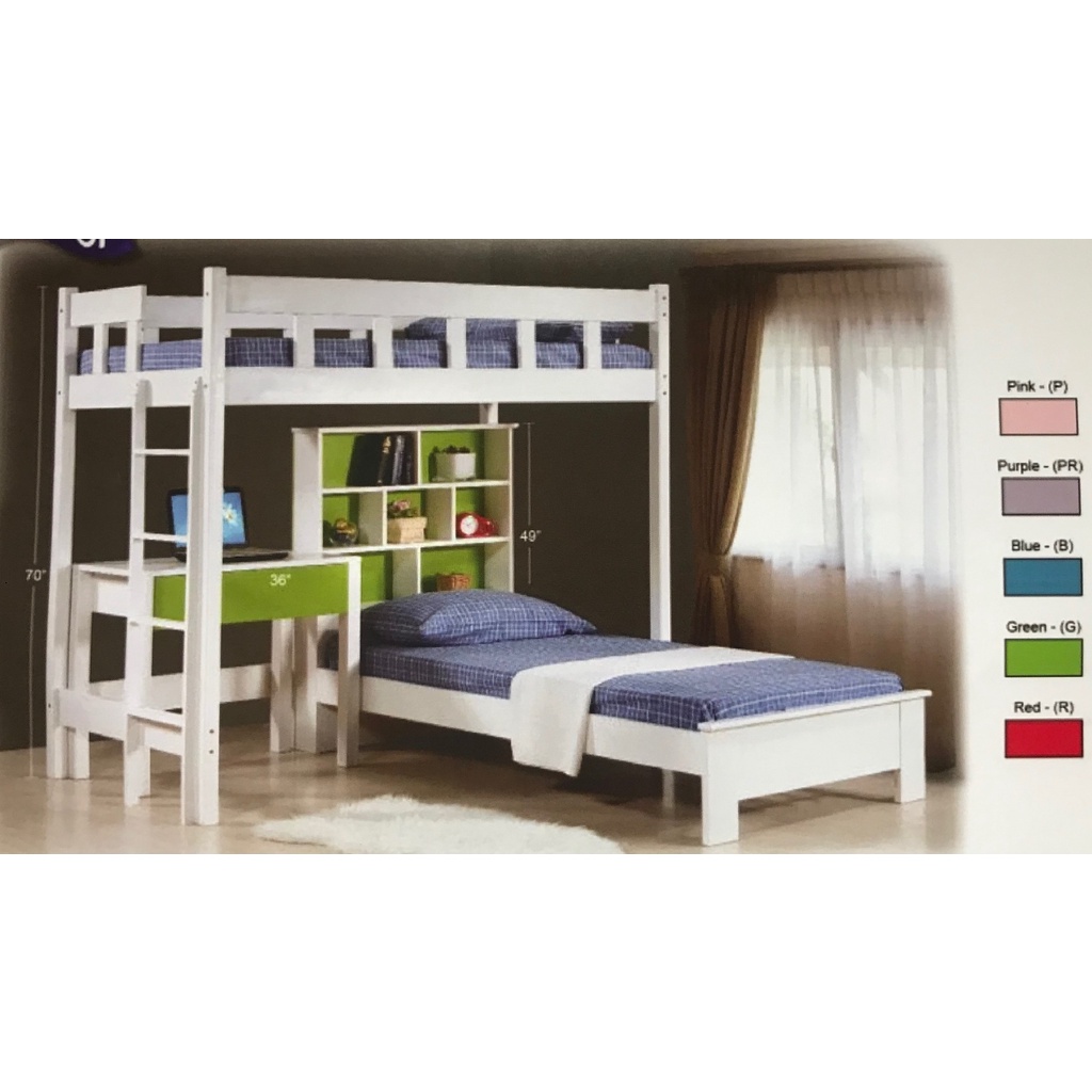 LX 1229, DOUBLE DECKER BED with Study Desk, Available in Single & Super ...