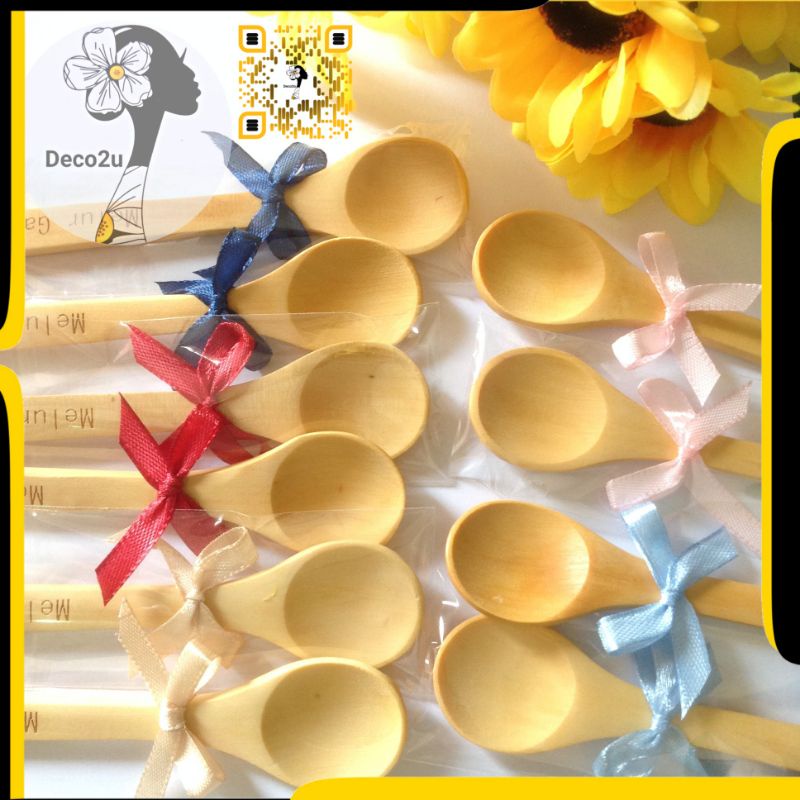 Doorgift Sudu Kayu Ukir Engrave Honey Wooden Spoon Tea | Souvenir Sudu ...