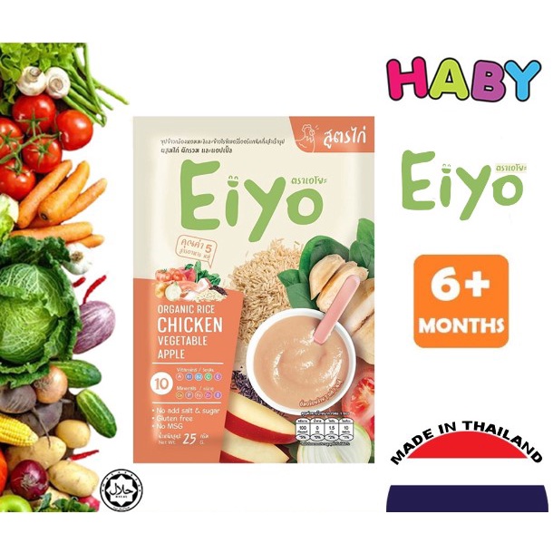 Eiyo 6M+ Organic Rice Chicken & Premium Riceberry Porridge (Halal) (25g ...