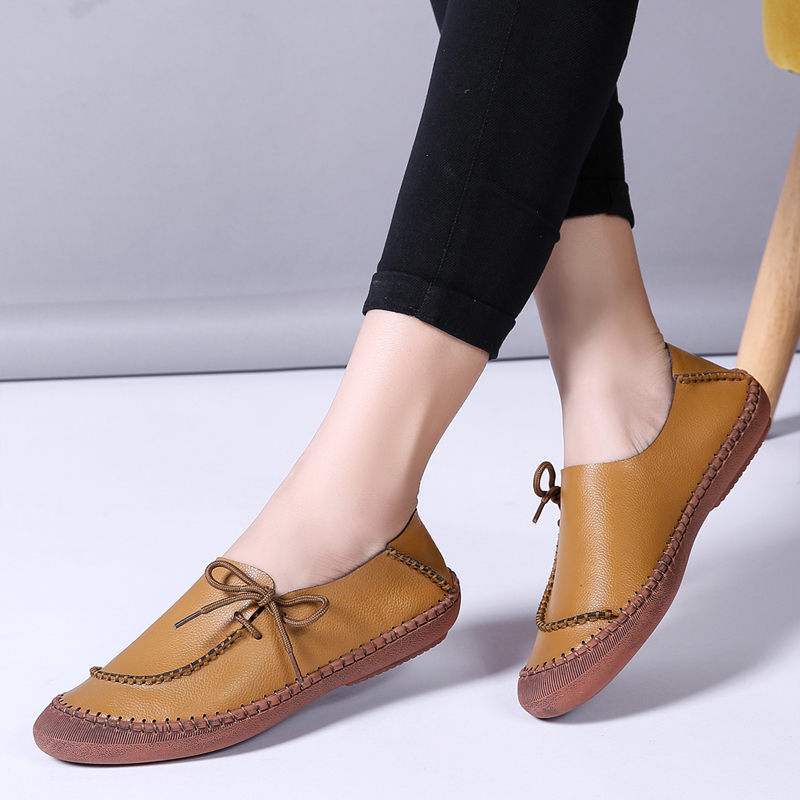 [SCL] Fashion Woman's Casual Cow Leather Loafers Genuine Cow Comfort ...