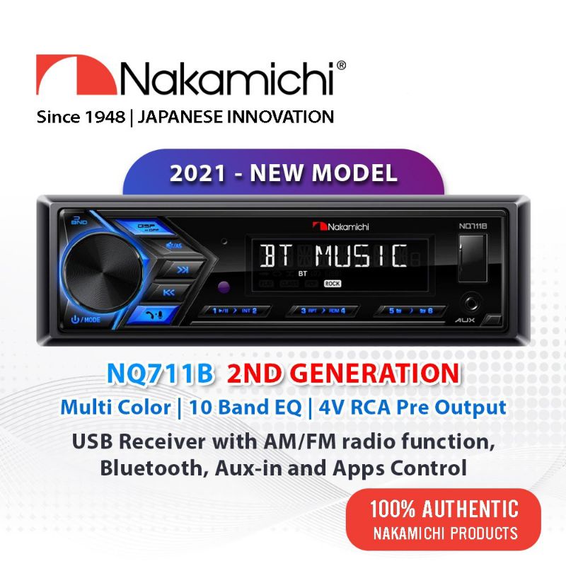Nakamichi NQ711B 2nd Gen - USB, AM/FM radio, Bluetooth, Aux-In CAR ...