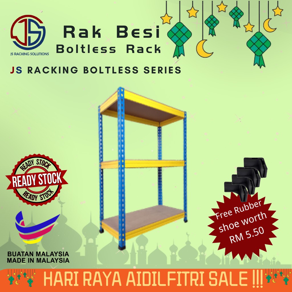 1 ft x 3 ft x 3 ft boltless 3 tingkat office rak / rak besi / metal ...