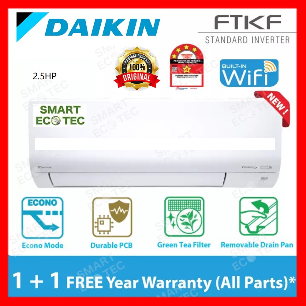 DAIKIN 2.5HP FTKF Series Inverter R32 Gas Air Conditioner FTKF71 2.5HP Inverter Aircond Penghawa ...