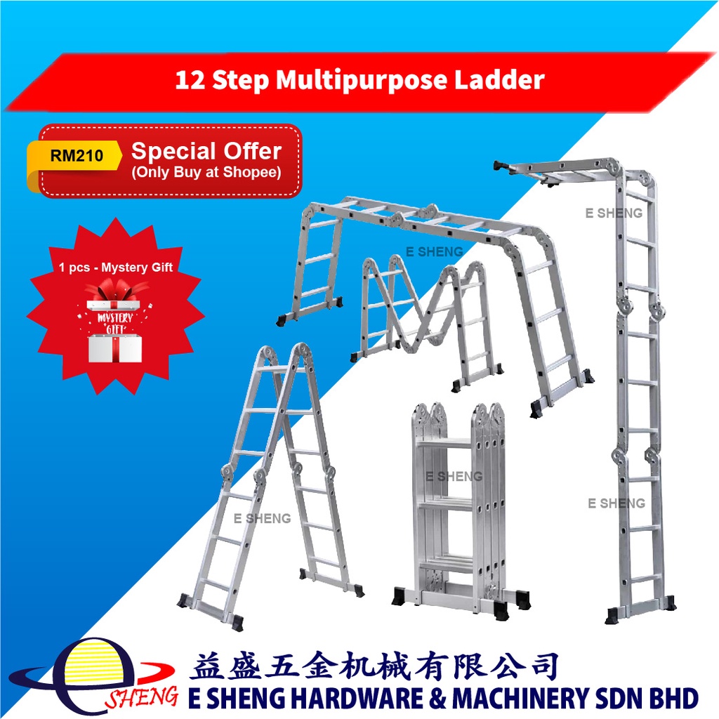 12 Step Aluminium Multipurpose Ladder ( Tangga Aluminium ) | Shopee ...