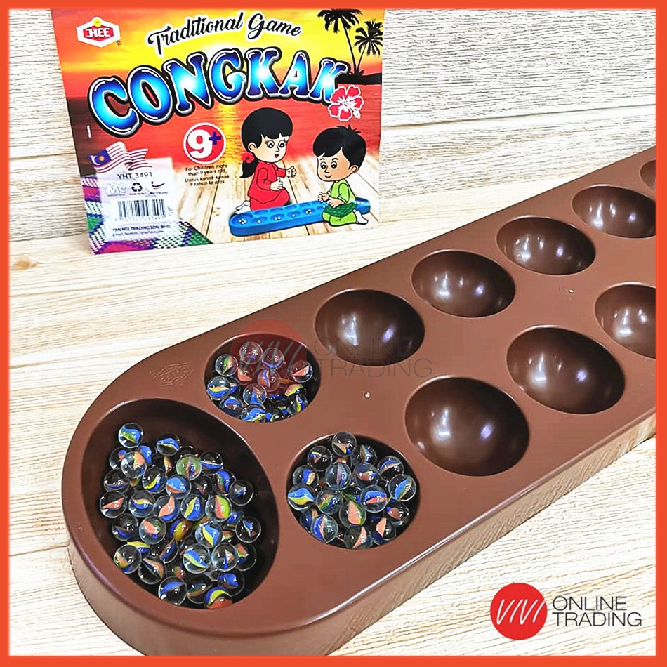 Malaysia Traditional Games Plastic Congkak With 2 Pack Marbles Mainan ...