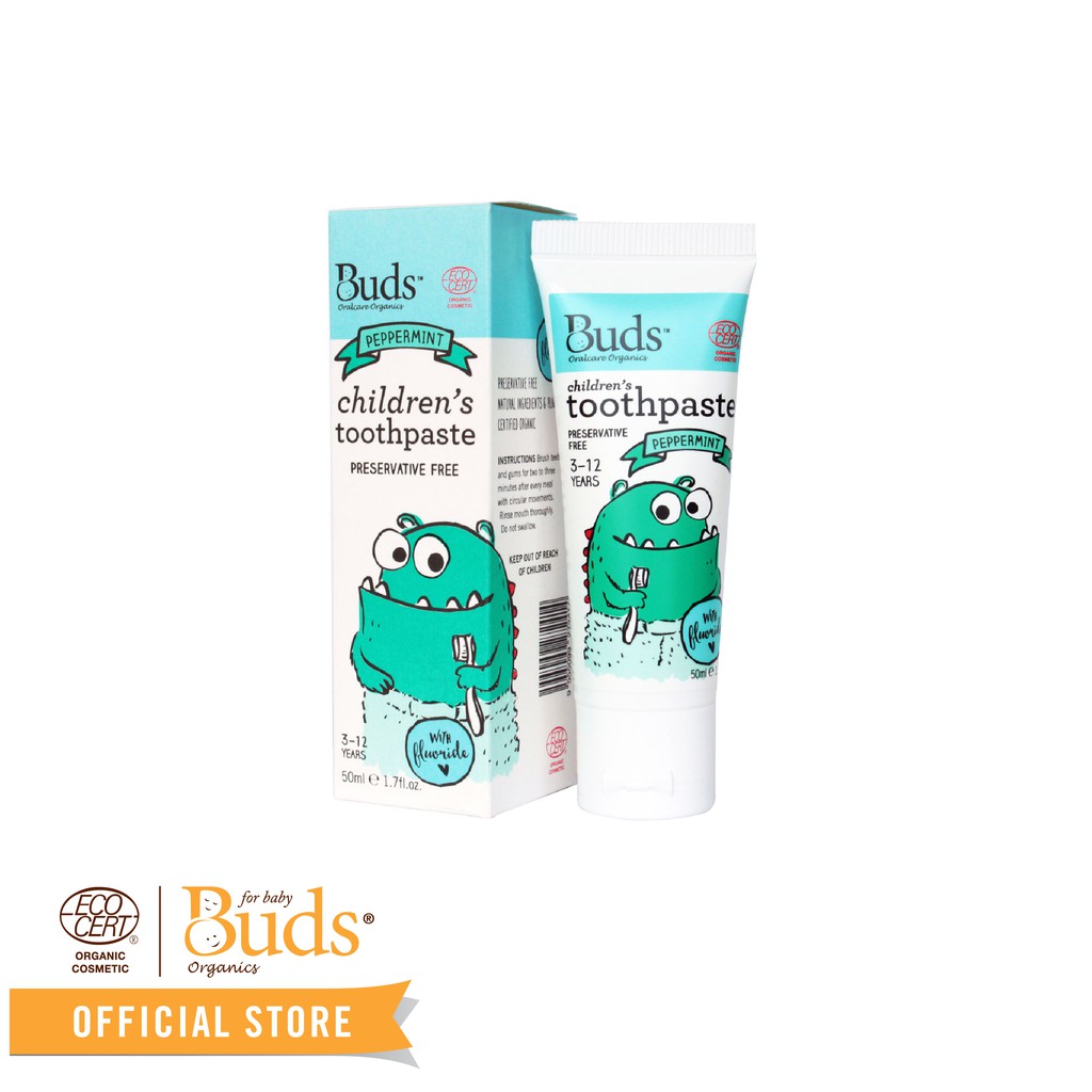 BOO Children's Toothpaste with Fluoride - Peppermint (50ml) | Shopee ...