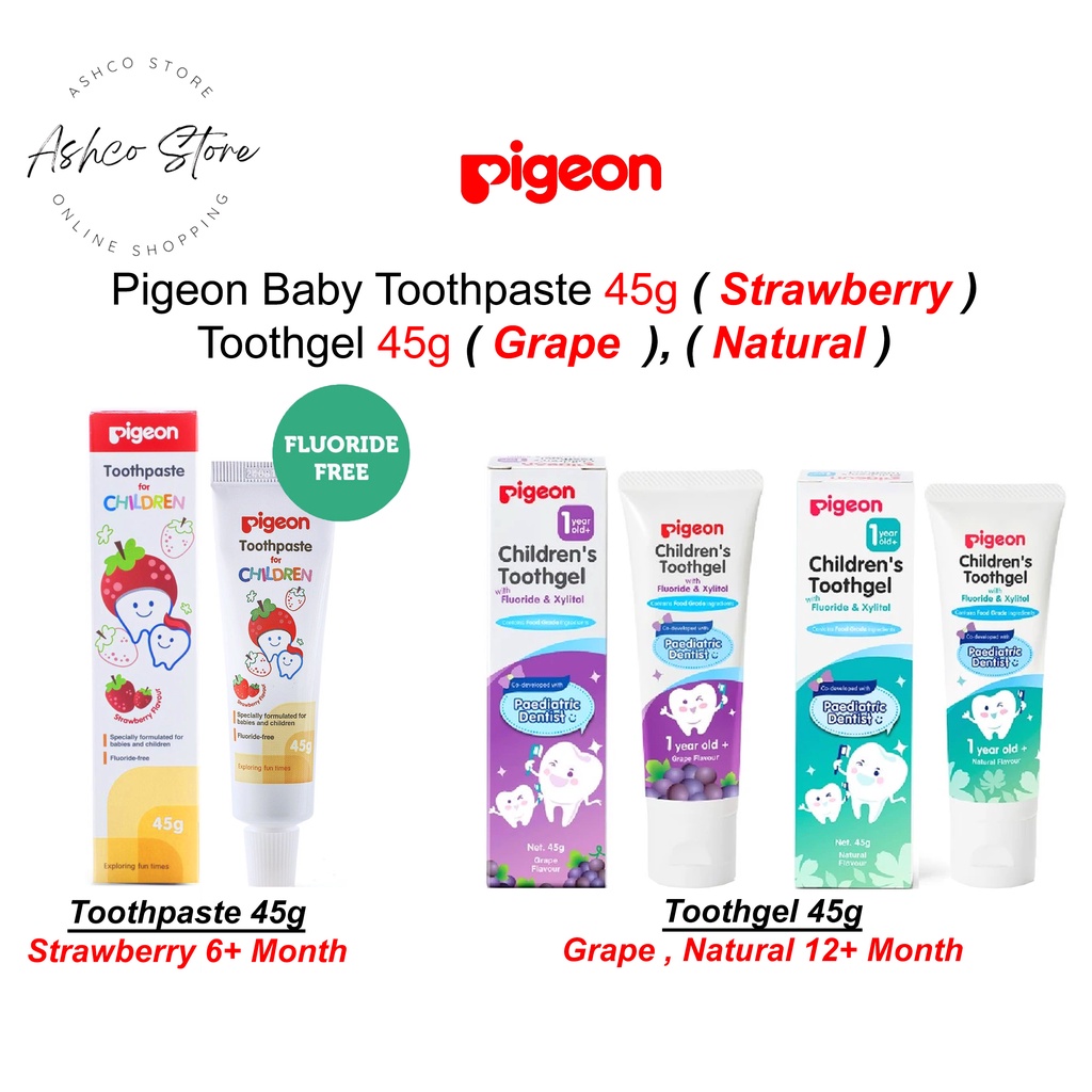 Pigeon Baby Toothpaste 45g ( Strawberry ) / Toothgel 45g ( Grape ...