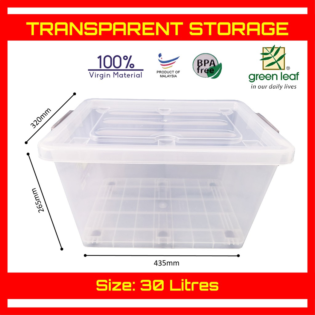 Green Leaf Transparent Storage Box (25L )READY STOCK | Shopee Malaysia