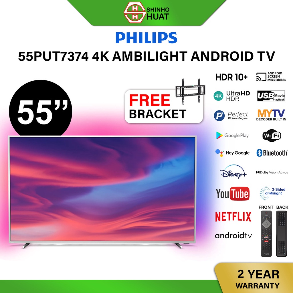 Philips 55 Inch 4K ANDROID TV 55PUT7374 MYTV Dolby Atmos Supported ...