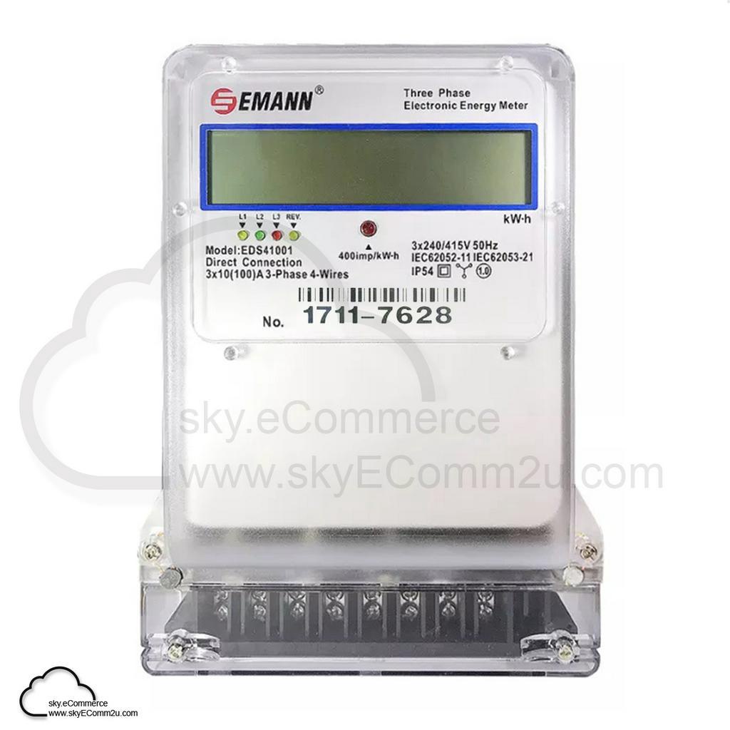EMANN Three Phase Digital Electricity kWh Meter EDS41001 (100A) | Shopee Malaysia