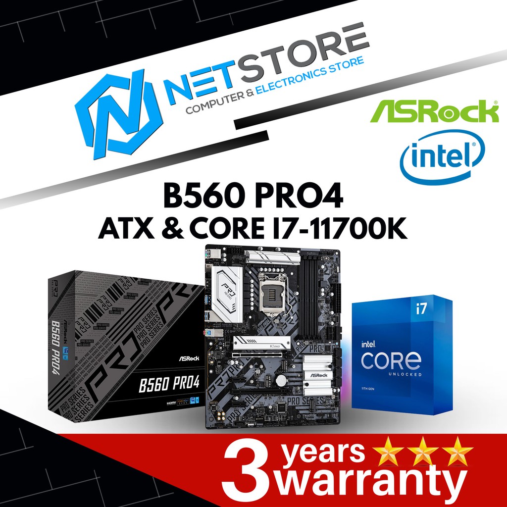 Pwp asrock b560 pro4 atx & intel core i7-11700k processor | BeeCost