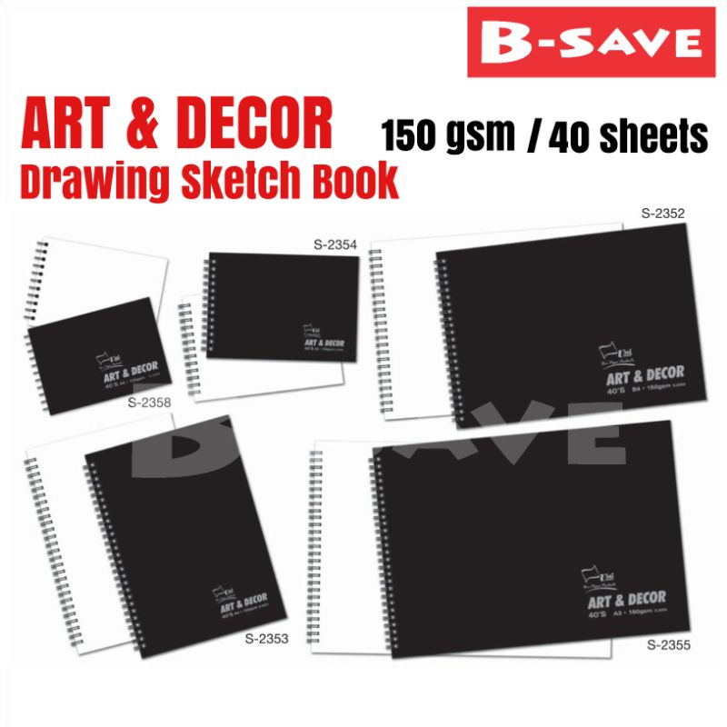 Uni Art & Decor Drawing Sketch Book Hard Cover 150gsm 40 sheets / Art ...