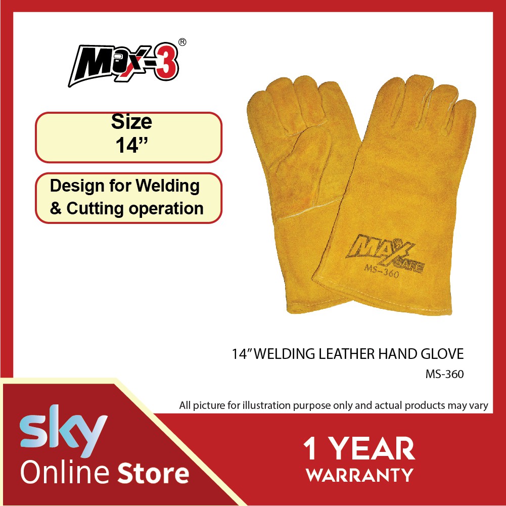 MAX-3 14" MAX-SAFE WELDING LEATHER HAND GLOVE (Pair) | Shopee Malaysia