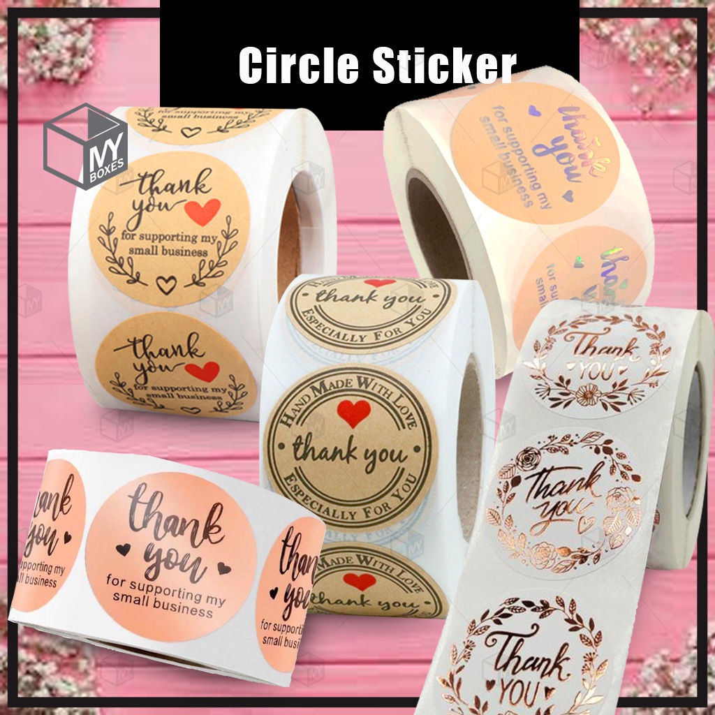 READY STOCK! Craft Paper Sticker- Thank you Sticker Seal Label Thank ...