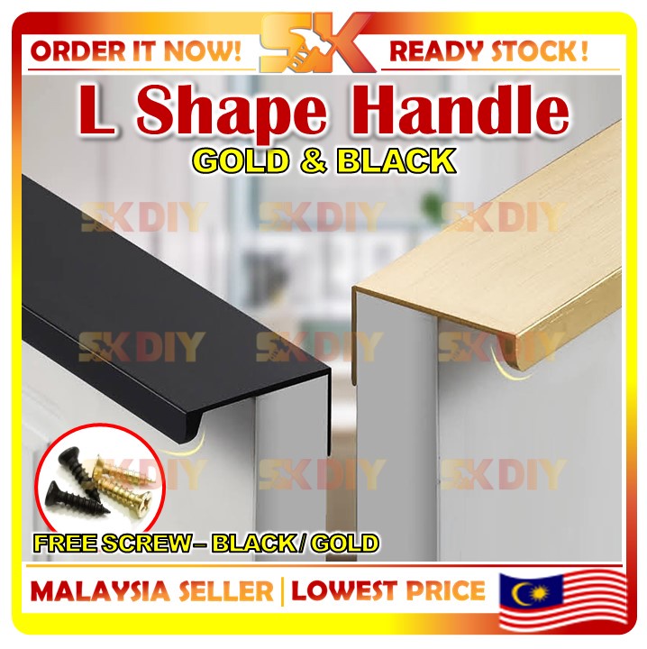 READY STOCK🇲🇾L HANDLE European Style Drawer Pull Handle Cabinet Door L ...