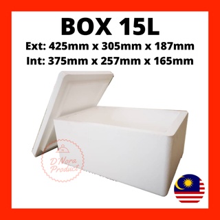 15L Polystyrene Ice Box Cooler Styrofoam Foam Fishbox Polisterin Kotak ...