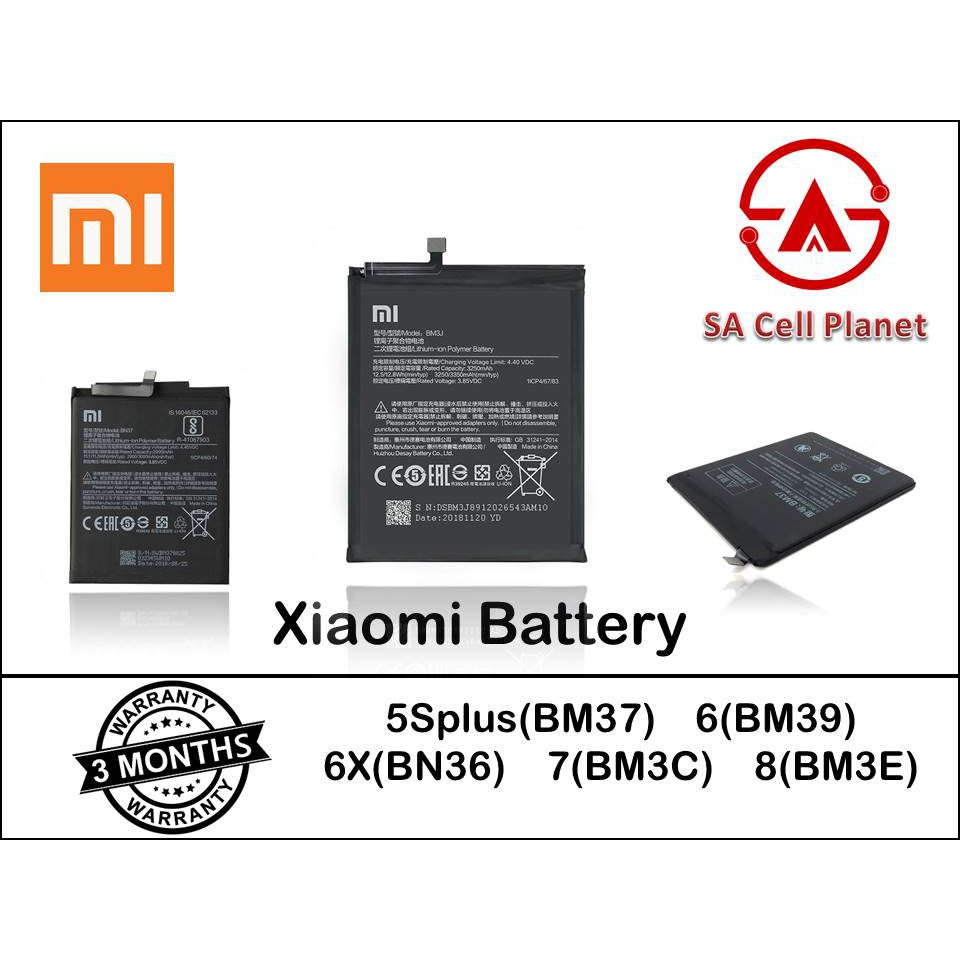 Sacellplanet//readystock//battery Xiaomi//5Splus(BM37) 6(BM39) 6X(BN36 ...