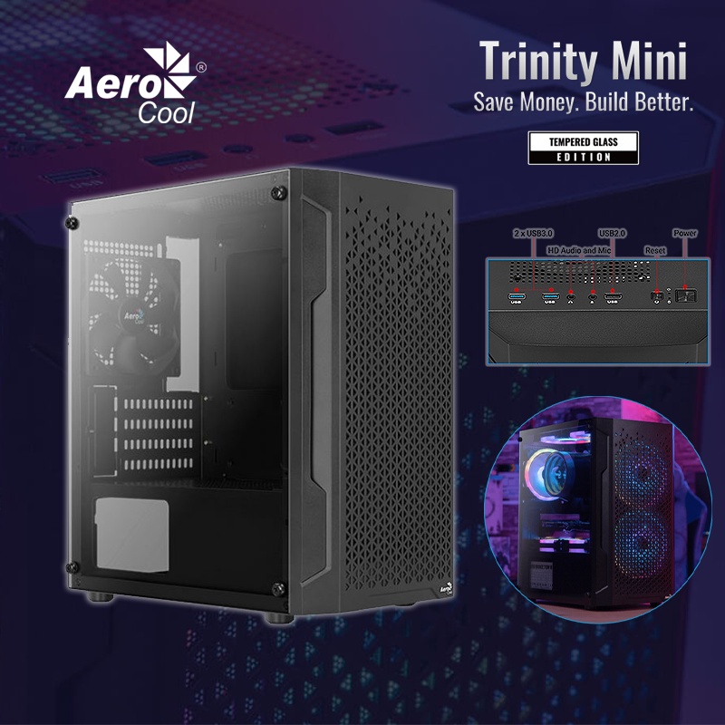 AeroCool Trinity Mini / MATX MINI TOWER CASE / Desktop PC Chasis ...