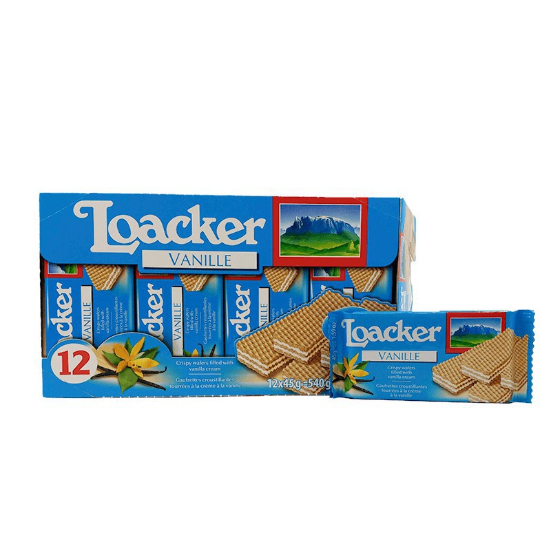 15 Packs Loacker Vanille Crispy Wafers Filled with Vanilla Cream 45g ...