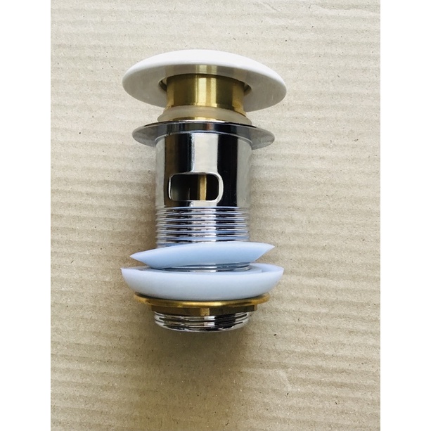 Heavy Duty Stainless Steel Push Button Basin Waste (Overflow)with White ...