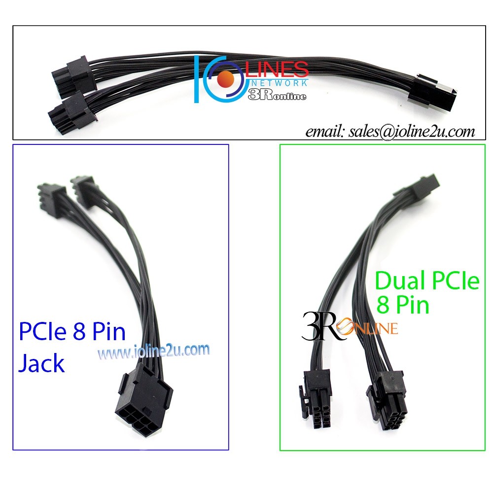 PCIe 8 Pin to Dual 8 Pin 6+2 8P Splitter power converter Y cable Mining ...