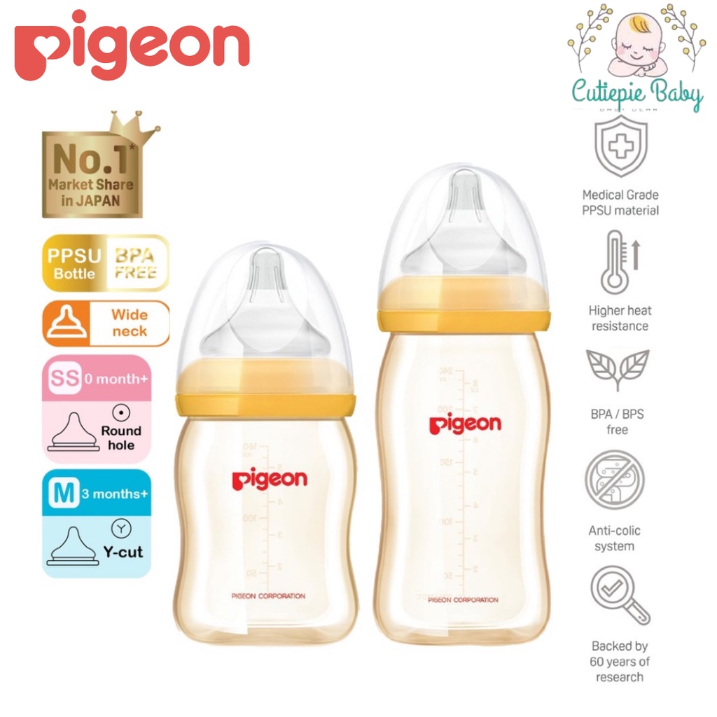 Pigeon Wide Neck PPSU Nursing Bottle (160ml/240ml) | Shopee Malaysia