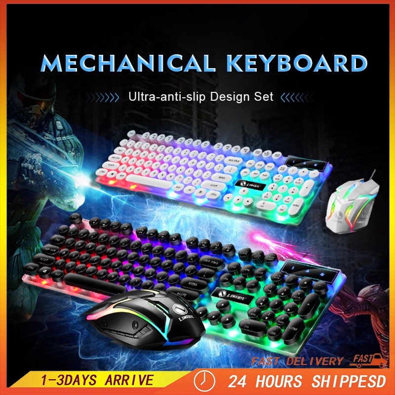 Mechanical Gaming Keyboard Set GTX300 Gaming Keypad PC Keyboard Rainbow ...