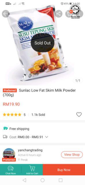 Sunlac Low Fat Skim Milk Powder (700g) | Shopee Malaysia