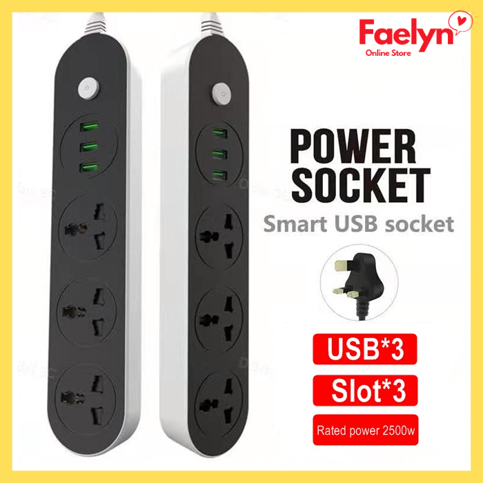 Travel Accessories Plug Extension Power Strip 3 Universal Socket 3 USB ...