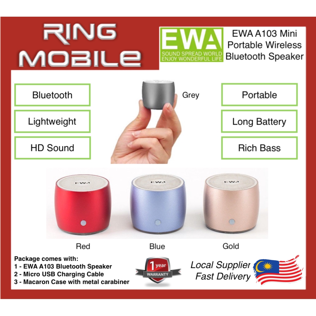 Original EWA A103 Mini Portable Wireless Bluetooth Speaker with Carrying Case | Shopee Malaysia