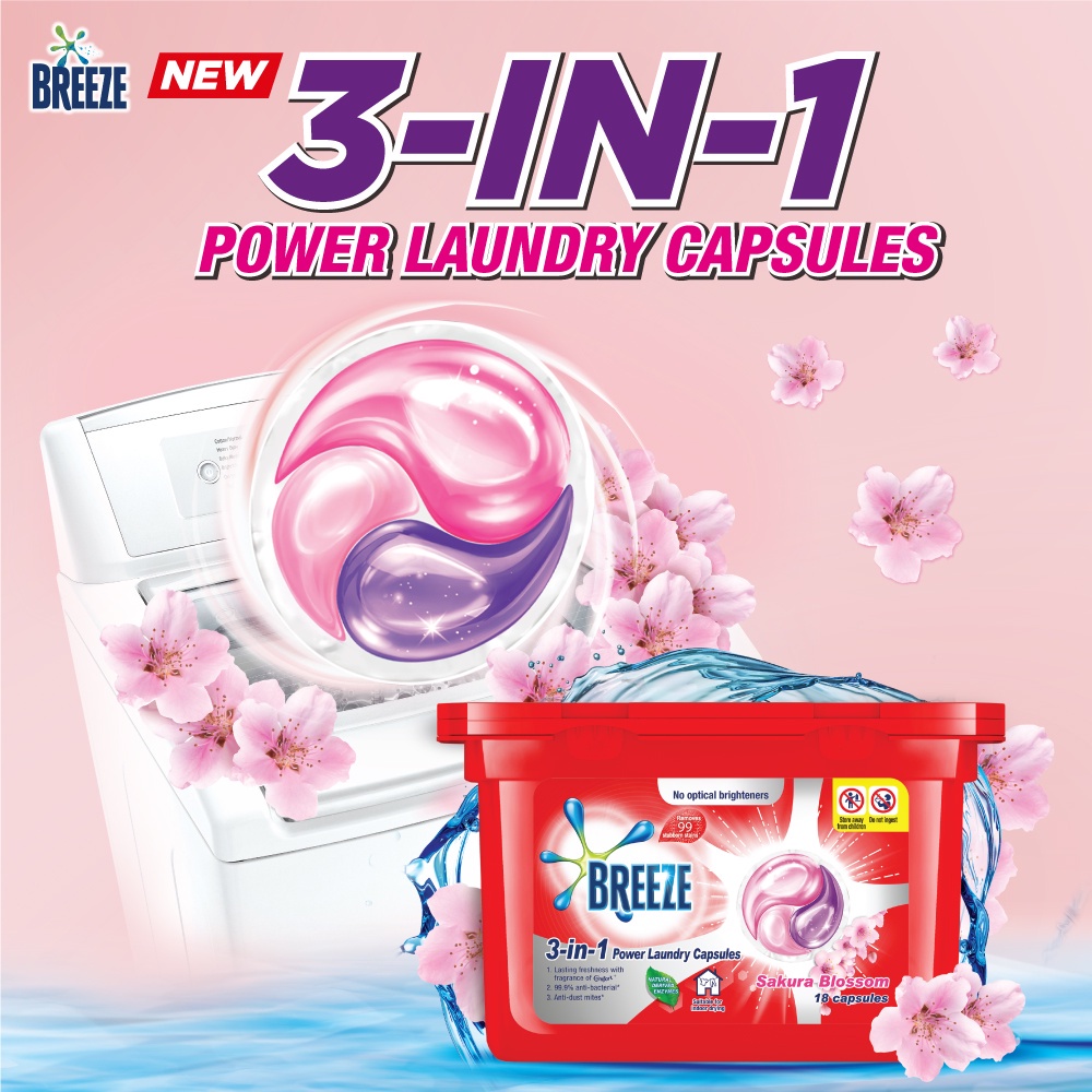 Breeze 3in1 Capsule Detergent Fresh Lavender / Sakura Blossom / Fresh ...