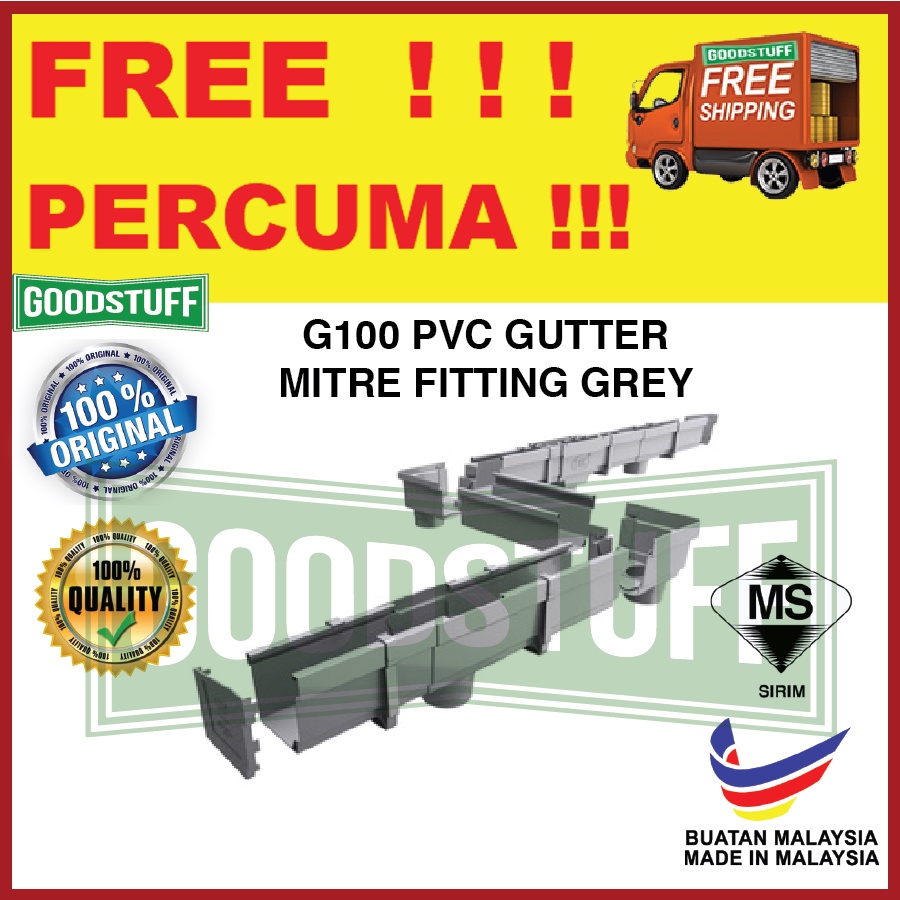 PVC GUTTER MITRE FITTING GREY (PVC RAINWATER GUTTER SYSTEM ) SALUR AIR ...
