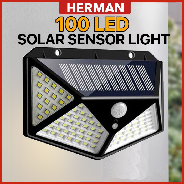 100 LED Solar Light PIR Motion Sensor Wall Light Courtyard Light 3 ...