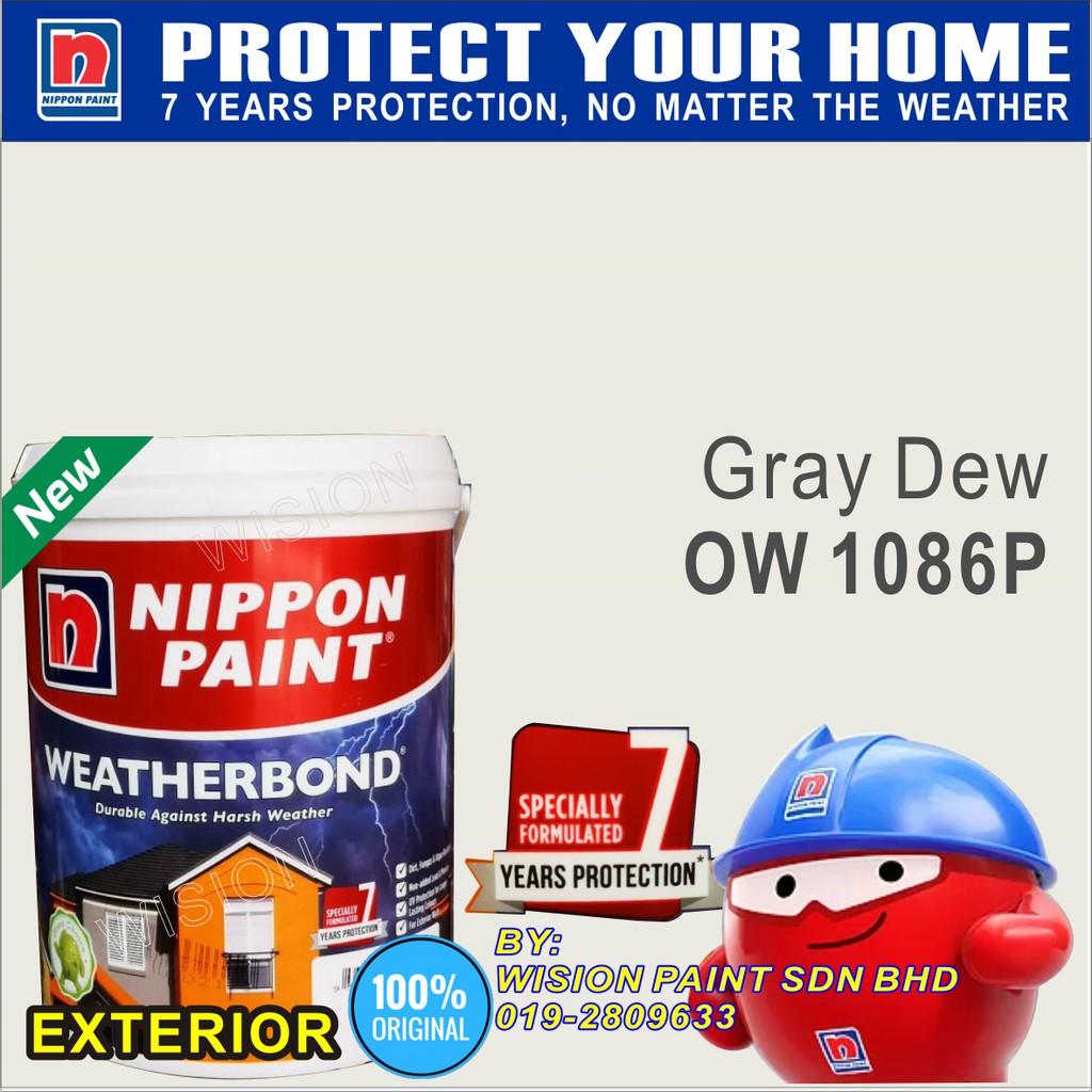 OW1086P GRAY DEW ( 1L ) 7 YEARS WEATHERBOND NIPPON PAINT | Shopee Malaysia