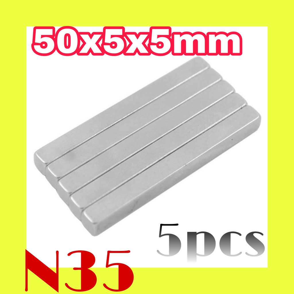 N35 Neodymium Block Magnet 50x5x5mm Super Strong n35 (5pcs) | Shopee ...