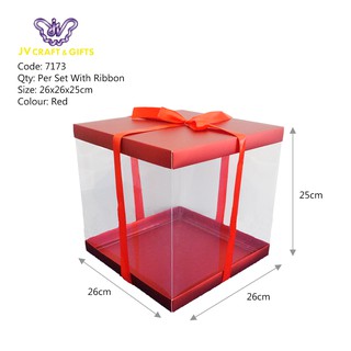 Cake Box with Ribbon / Kotak Kek dengan Riben / Kotak Hantaran ...