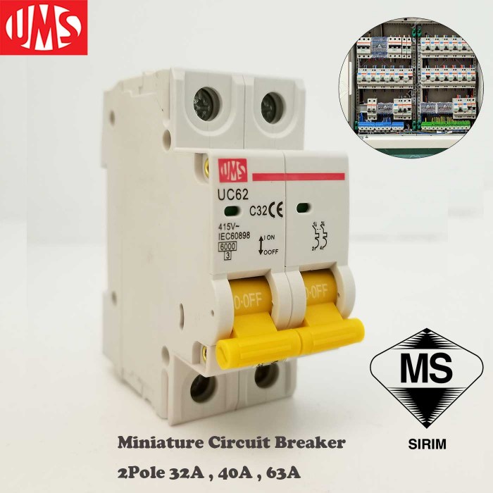 UMS 32A 40A 63A 2P MCB MINIATURE CIRCUIT BREAKER | Shopee Malaysia